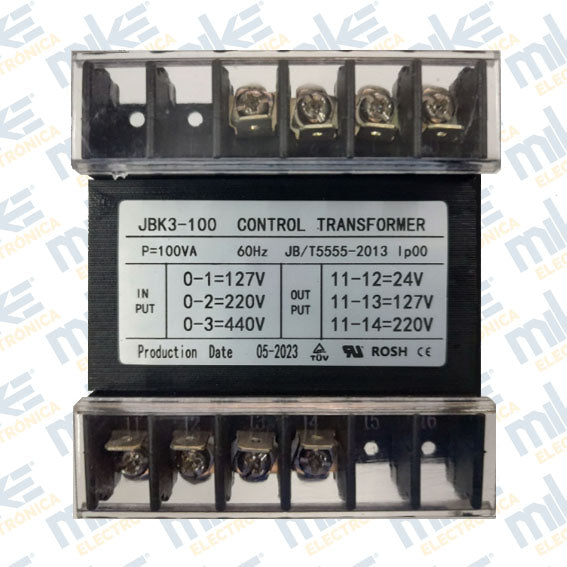 Transformador de control 100VA 50/60HZ JBK3-100 – Mike Electrónica